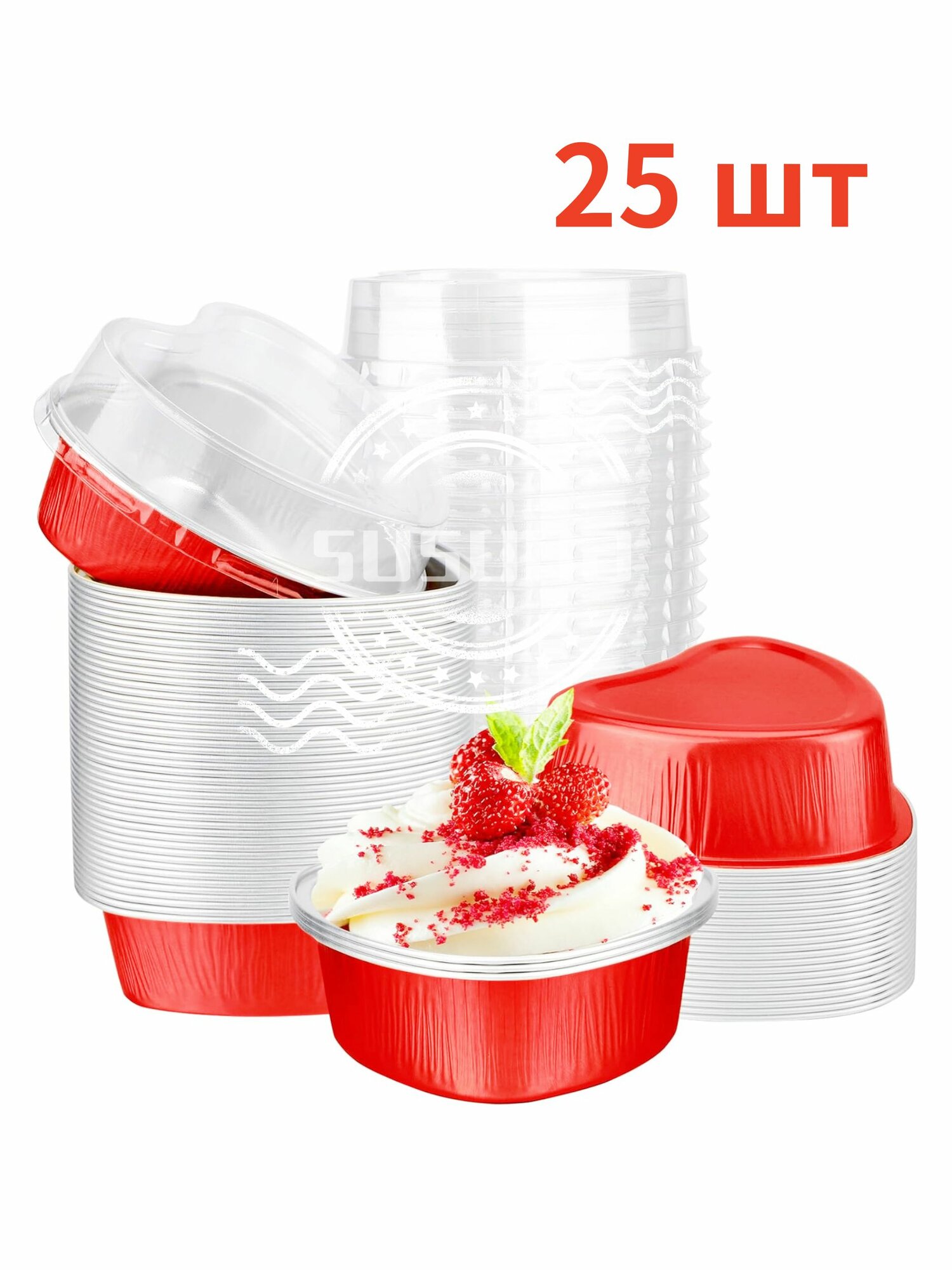 Форма для запекания, Сердце, 8.8 см x 8.8 см, 25 шт