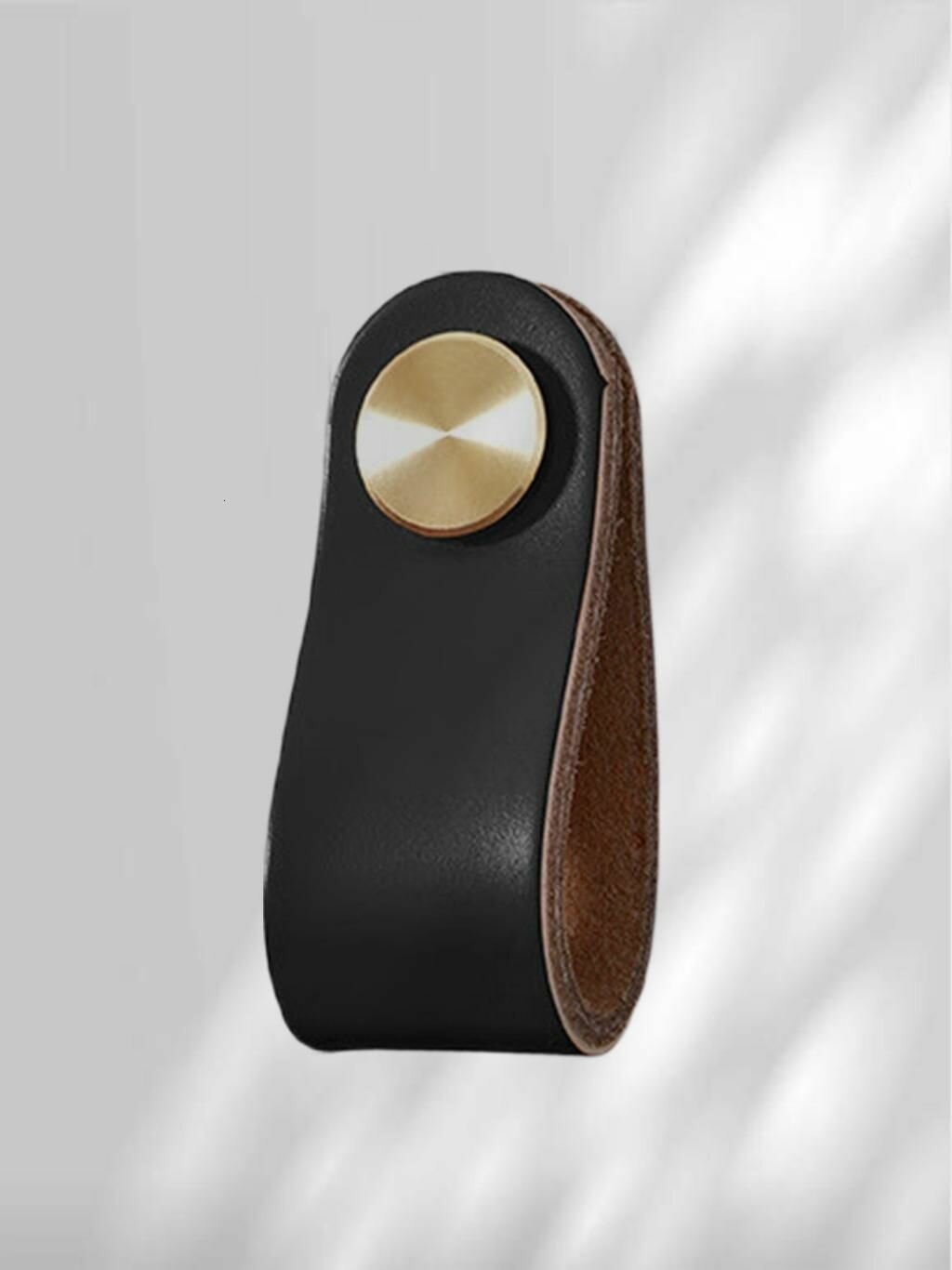 Кожаные кольцевые ручки для ящиков, Черный