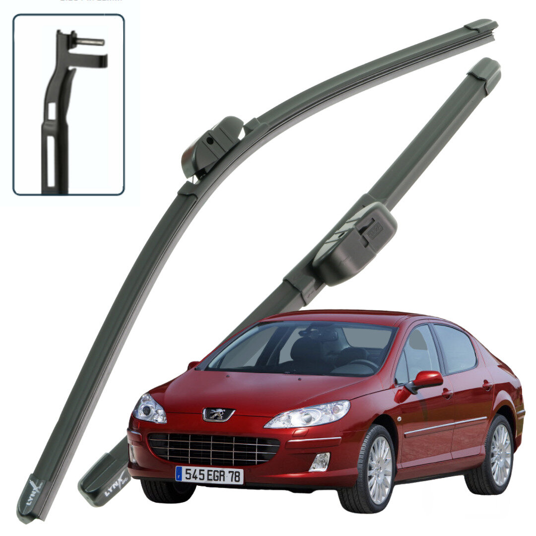 Дворники Peugeot 407 6C / Пежо 407 купе рест. 2008 / 2009 / 2010 Щетки стеклоочистителя бескаркасные автомобильные LYNXauto 700мм-700мм к-т 2шт.