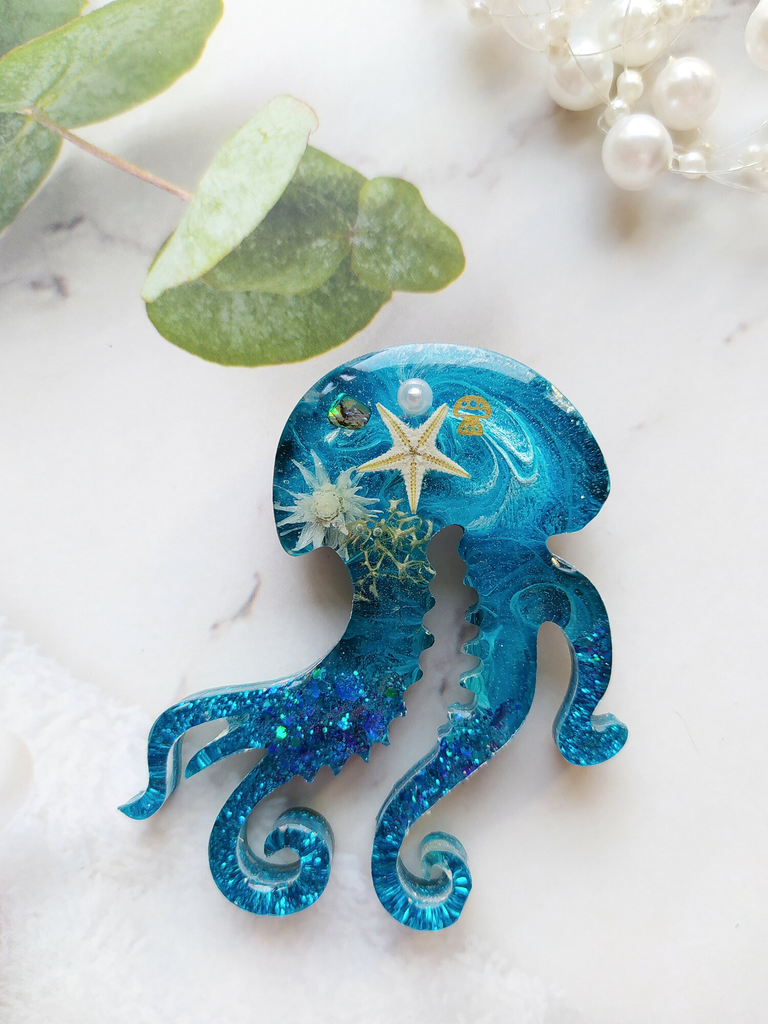 Брошь, жемчуг имитация