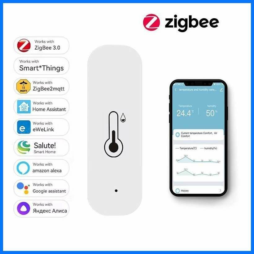 Умный датчик температуры и влажности Zigbee с Алисой