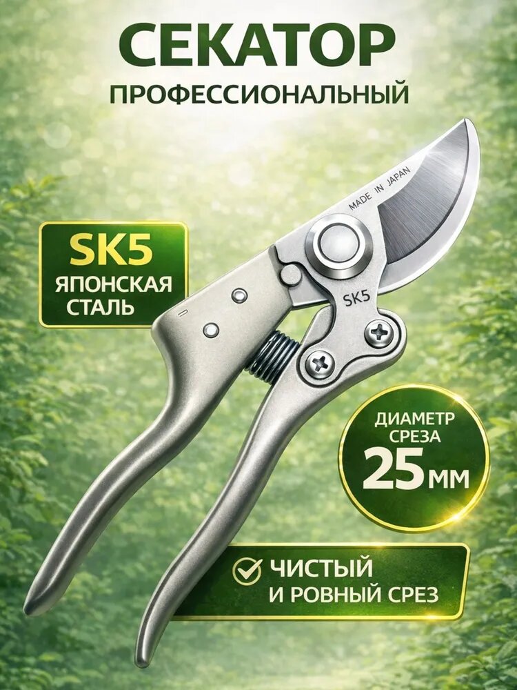 Секатор "SK-5", лезвия из японской стали, для веток до 25мм, с нескользящими ручками