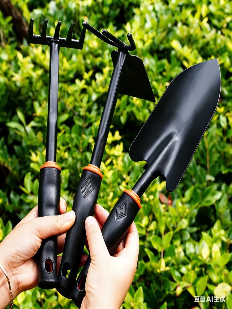 Набор садовых инструментов для дачи и сада, комплект из 3 предметов, металлические черные