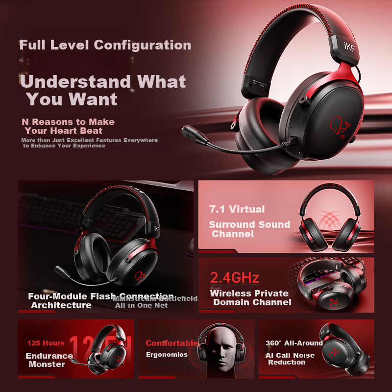 IKF V11 Pro беспроводные игровые наушники с 7.1-канальным звуком и двойным подключением Bluetooth/проводное