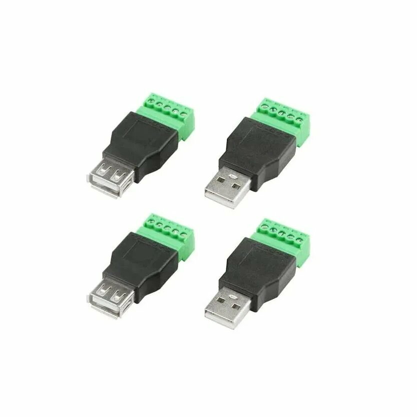 4 шт. USB 2,0 Тип A Мужской Женский до 5 Pin Женский болт винт ж / щит разъем разъем адаптер Конвертер