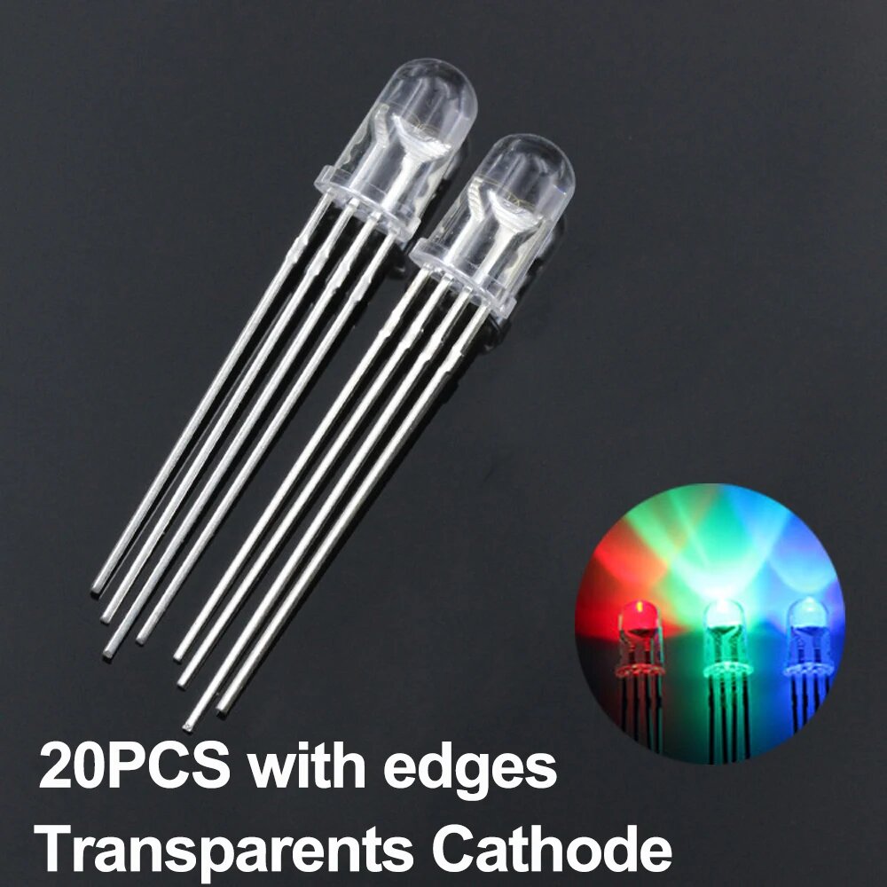 RGB LED диоды 5 мм, 20 шт. с краями, Цвет: 20PCS with edge C