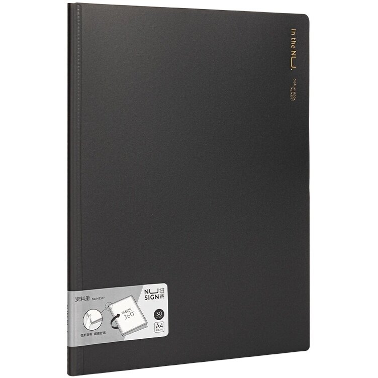 Папка с вкладышами Deli 30 шт A4, Nusign Black, черная