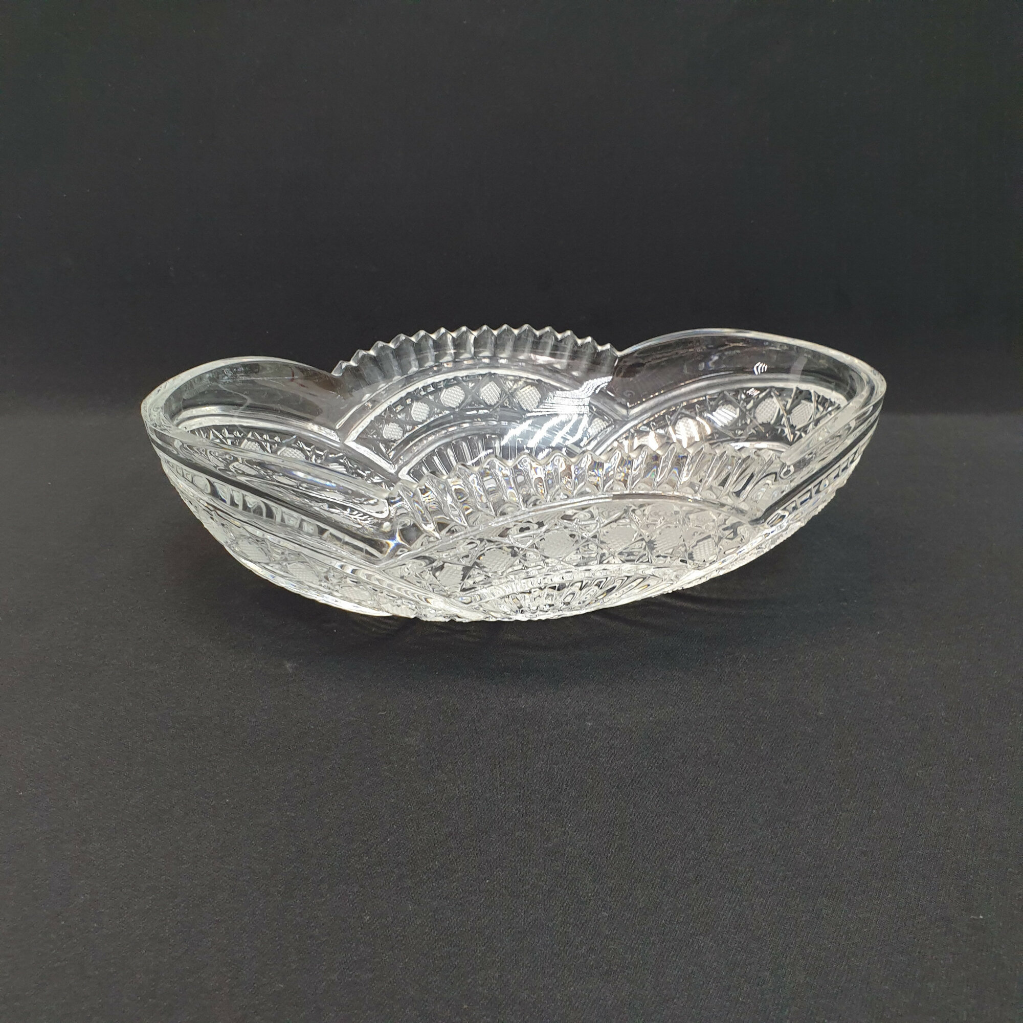 Винтажный салатник ваза, хрусталь 26х17 см, СССР