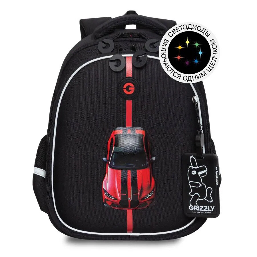 Рюкзак школьный 2отд. Красный 28х36х20см GRIZZLY RAz-687-1/2 (муж)