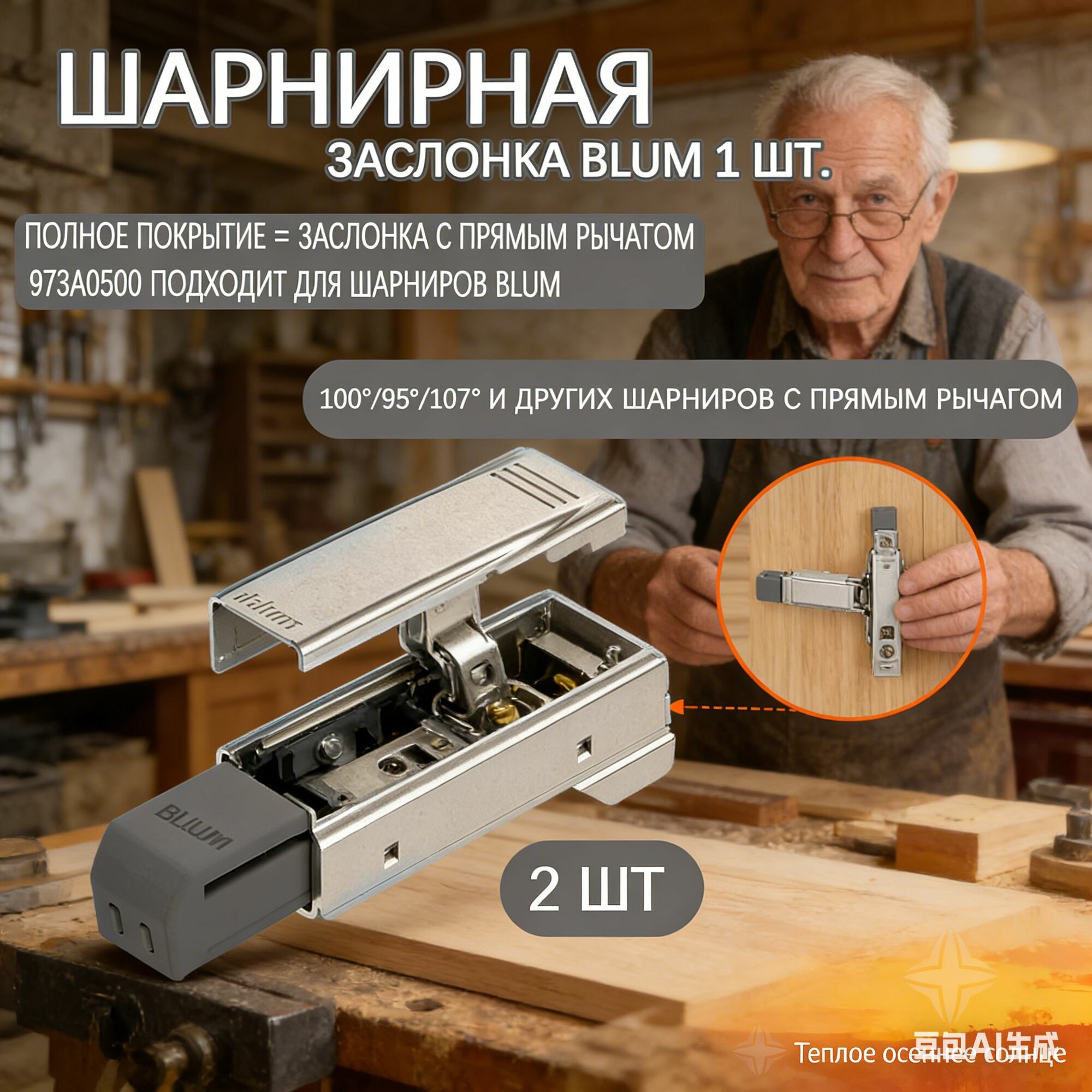 Амортизатор Блюм BLUMOTION на плечо накладной петли без доводчика