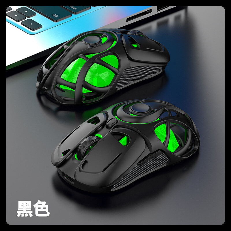 Беспроводная RGB-мышь Viper X10 для игр - 3 режима, легкая, с прозрачным дизайном для киберспорта Цвет：Черный