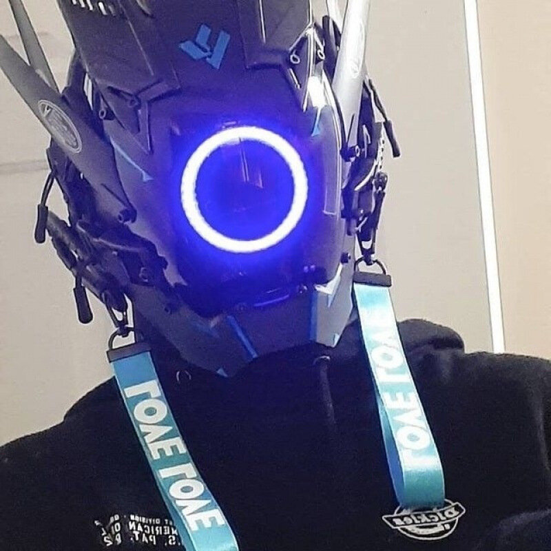 Киберпанк маска, шлем хищника, мужская меха, светящаяся маска на все лицо, тактическая маска, прямые продажи от производителя