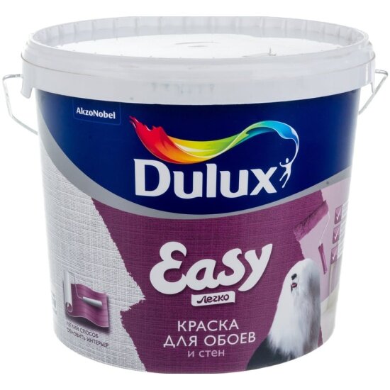 Краска для стен и обоев водно-дисперсионная Dulux Easy матовая база BW 9 л