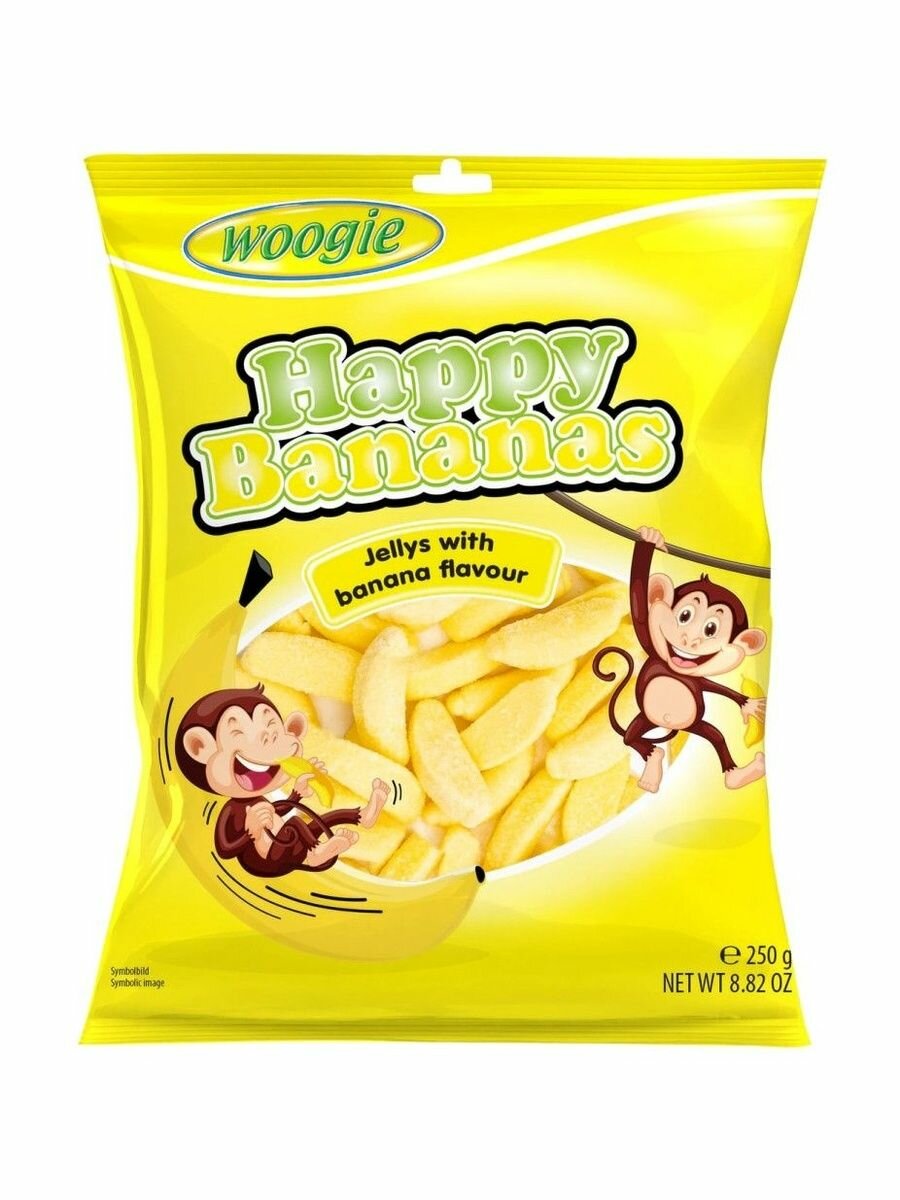 Жевательный мармелад Woogie "Happy Bananas" с банановым вкусом 250 гр. (Австрия)