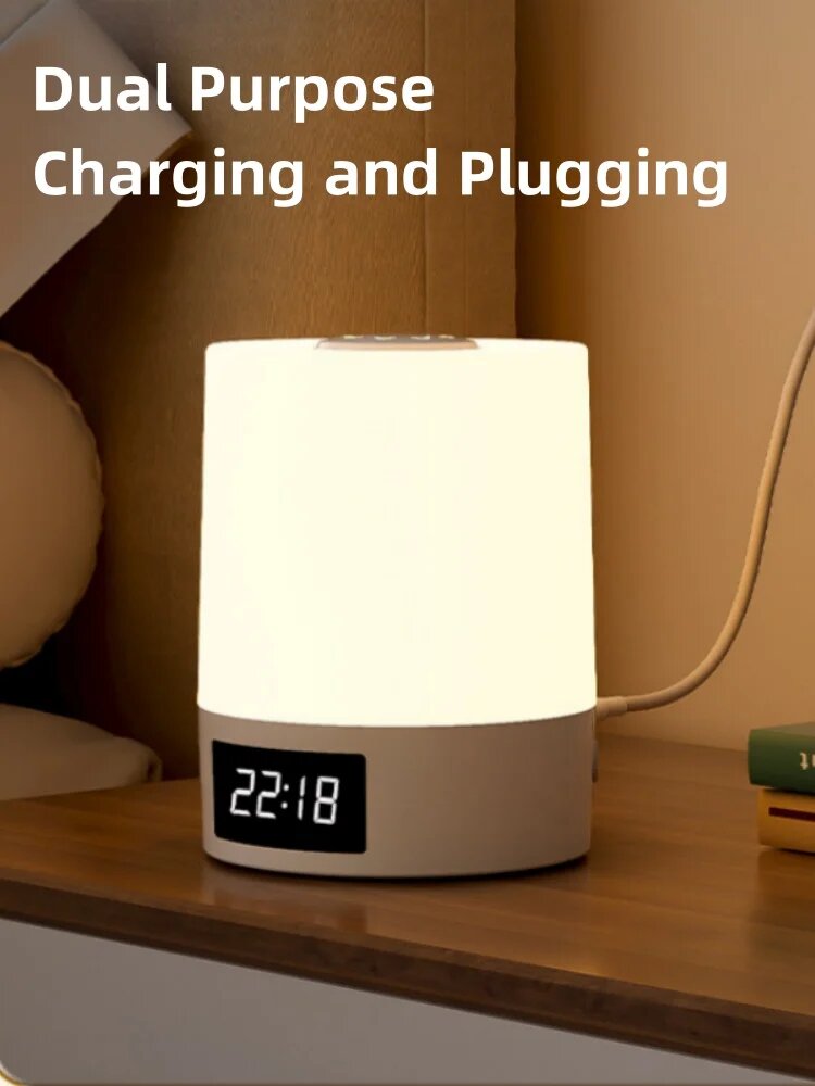 Ночник с часами, белый, испускаемый цвет charge-clock