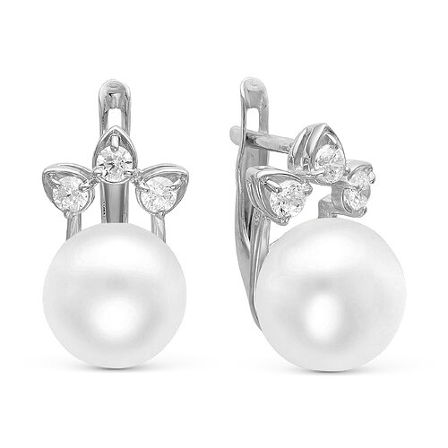 Серьги Яхонт, серебро, 925 проба, жемчуг, фианит