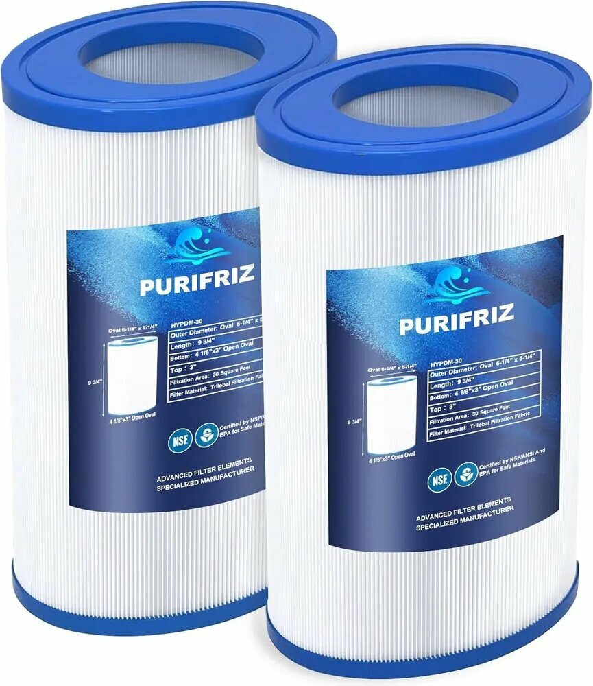 Фильтр для спа PDM30, совместимый с PDM30 гидромассажных ванн Dream Maker 461269, овальный , улучшенная ткань 30 кв. Длина, ширина x внешний диаметр: 9 3/4" x овал 6-1/4" x 5-1/4", 2 штуки