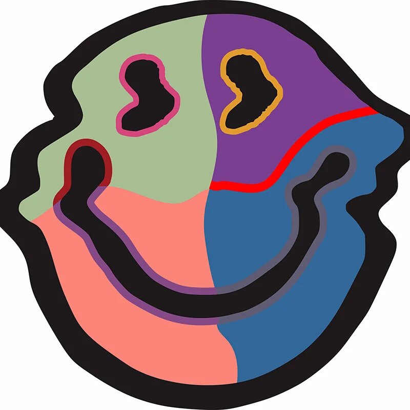 LAKEA Ручной вязаный акриловый ковёр Twisted Smiling Темно-синий, 100x100cm 39.37 inch, Clown