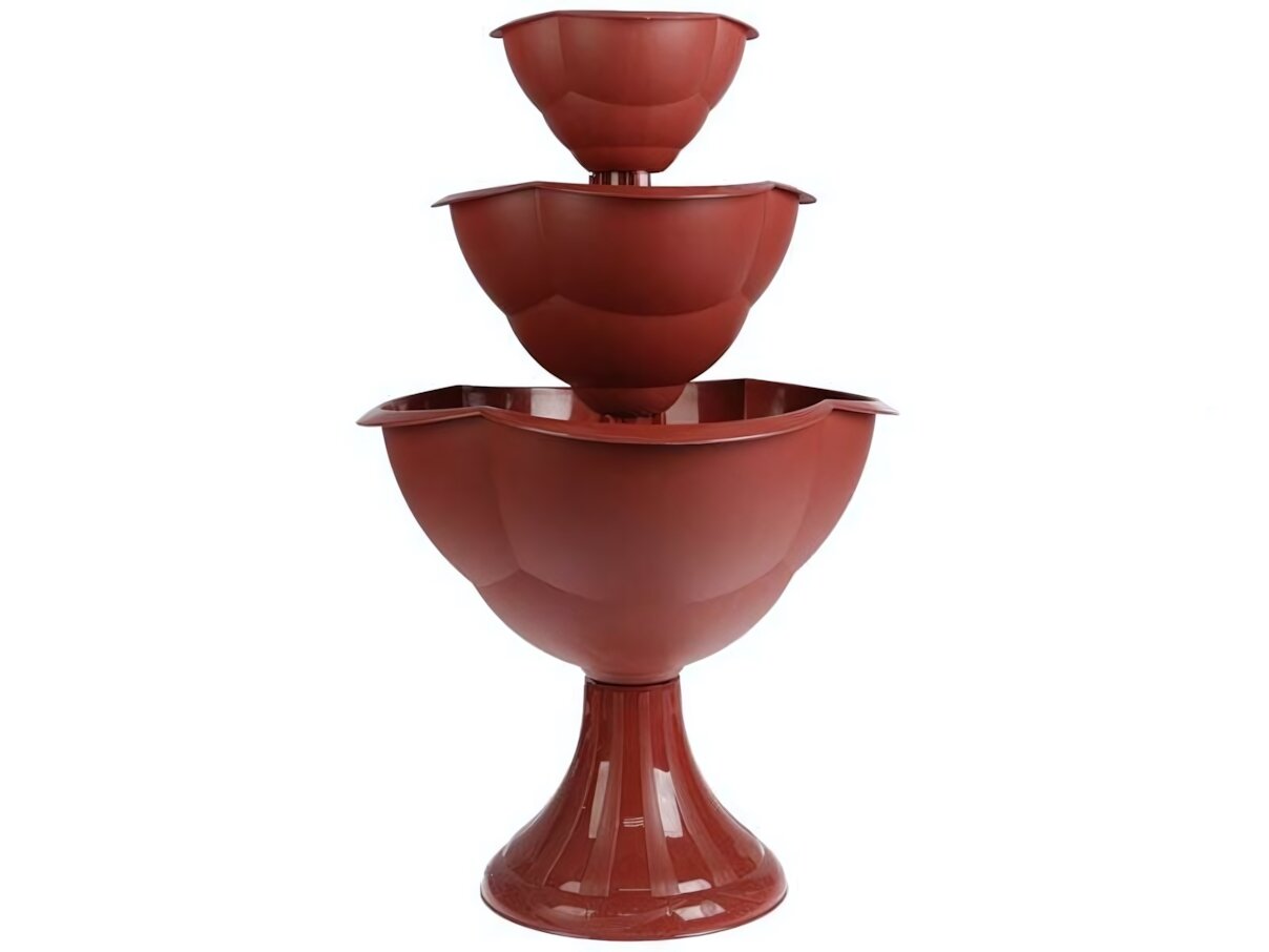 Кашпо 3-х ярусное "Водопад", пластиковое для цветов, цвет терракот, каскадный вазон для дома и дачи