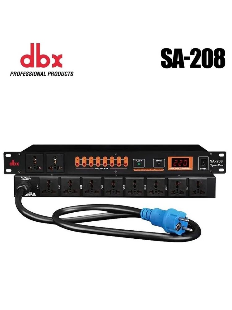 Dbx SA-208 Менеджер временных рядов питания, встроенная защита от волн, мониторинг напряжения в реальном времени, защита от пикового напряжения сценического оборудования
