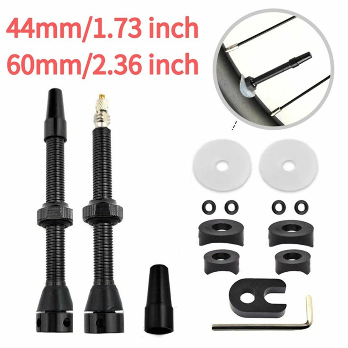 Бескамерные воздушные клапаны, комплект клапанов для горных и шоссейных велосипедов, черные, 60 мм (черные)