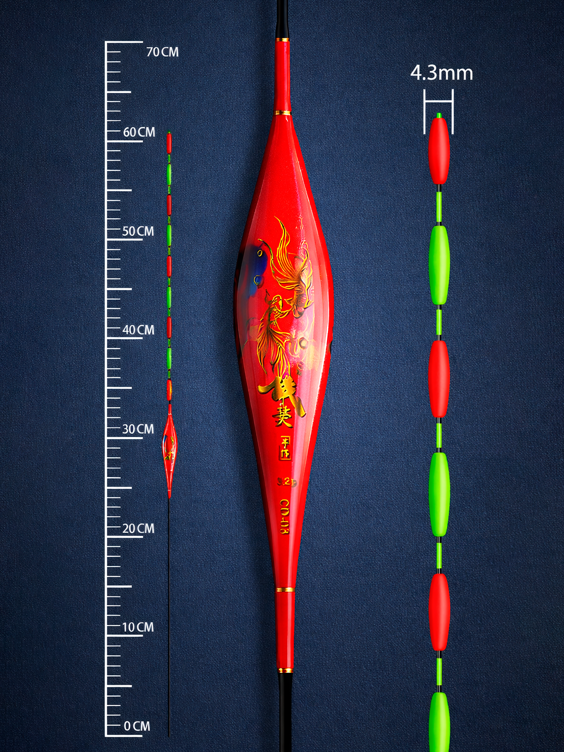 Поплавок для Херабуна "CD-03" 61 см - 3.2 г (1шт), цвет красный