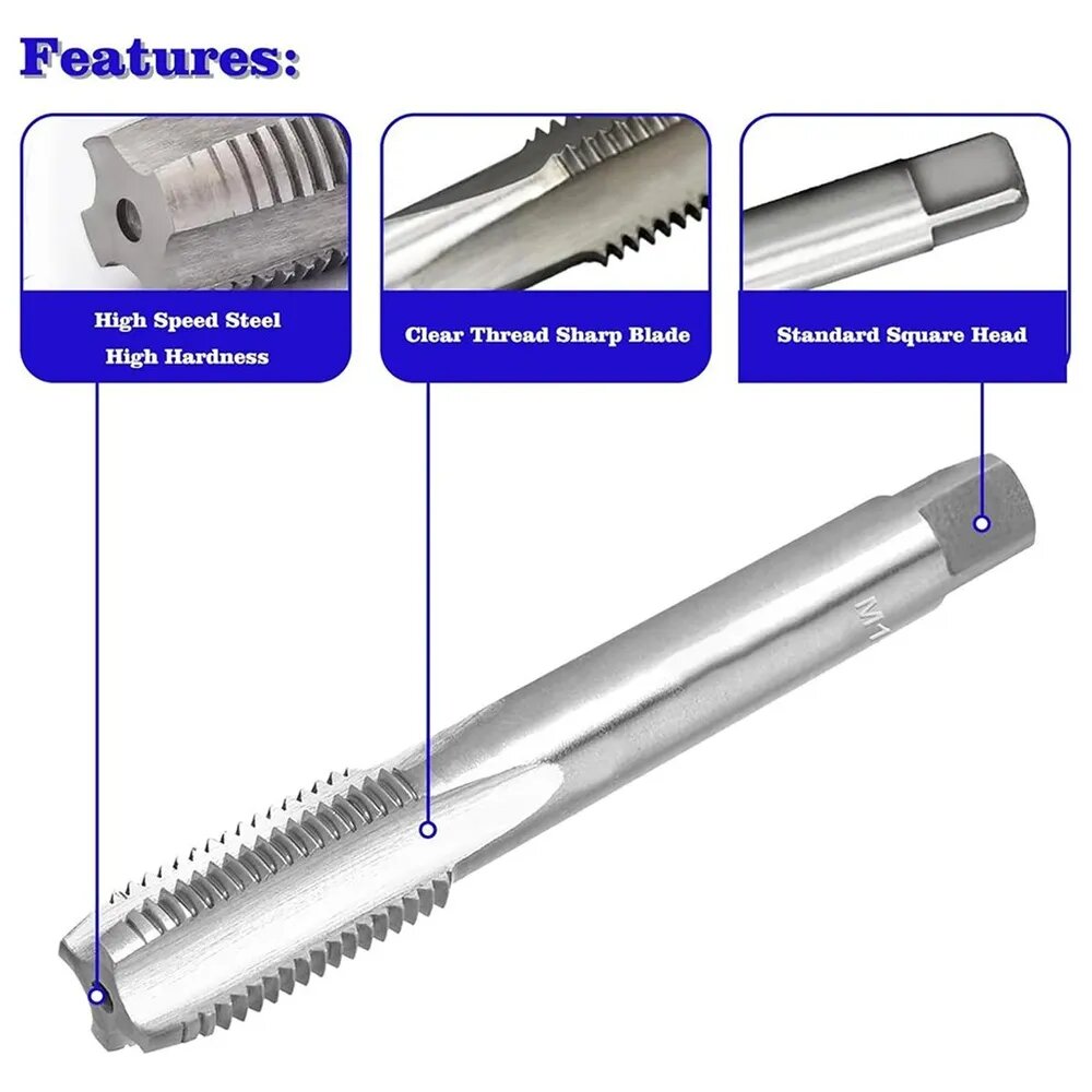 Набор метчиков и плашек с метрической резьбой M16 X 1.5, изготовленных из быстрорежущей стали, для станков с правой резьбой.
