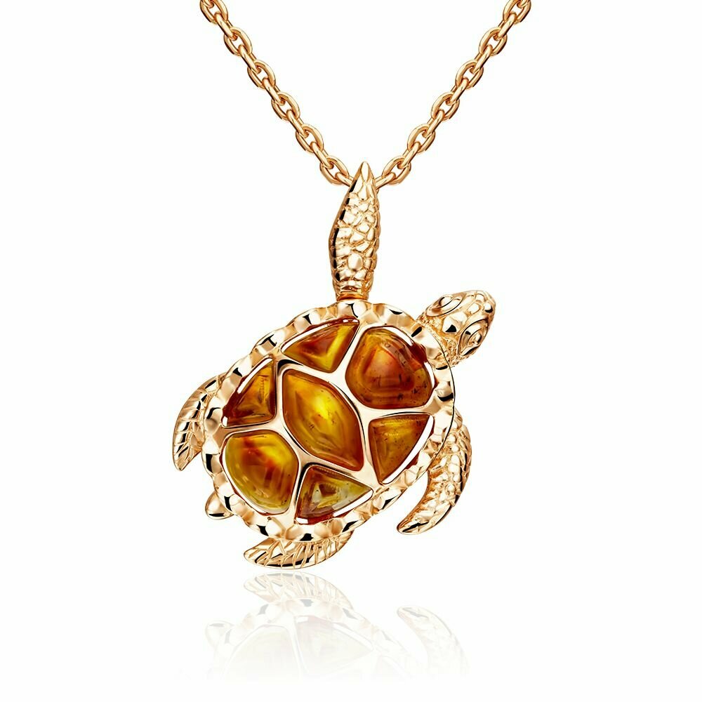 Подвеска, красное золото, 585 проба, янтарь