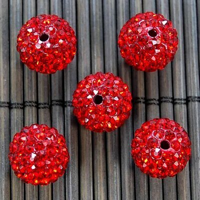 Глиняные бусины Шамбала с хрустальными стразами 10 мм nailsworld