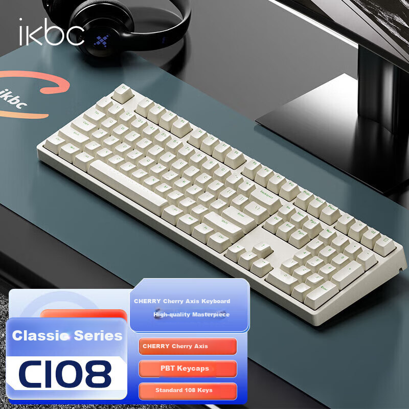 Ikbc C108 Проводная механическая клавиатура 108 клавиш Cherry MX Brown Tea Switch для игр и офисной работы Цвет：Cherry