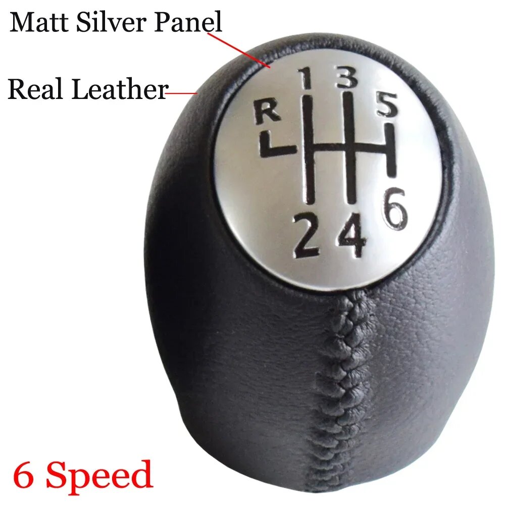 Ручка КПП 6 Speed, Matt Silver-Leather, Renault Laguna, Megane, Clio, Scenic