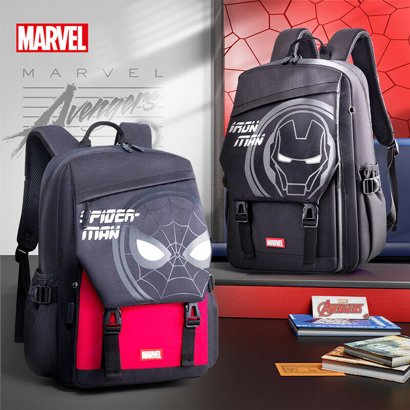 Рюкзак Disney Iron Man для школьников 4-6 классов, 28 л, легкий, черный Внешний вид：Железный Человек