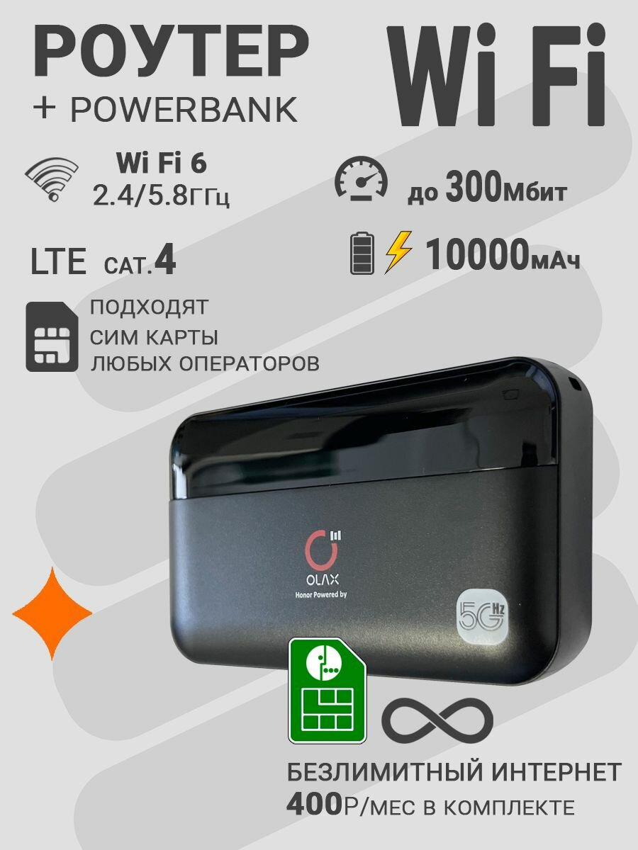 Карманный роутер Wi Fi M100 + PowerBank с безлимитным интернетом 400р