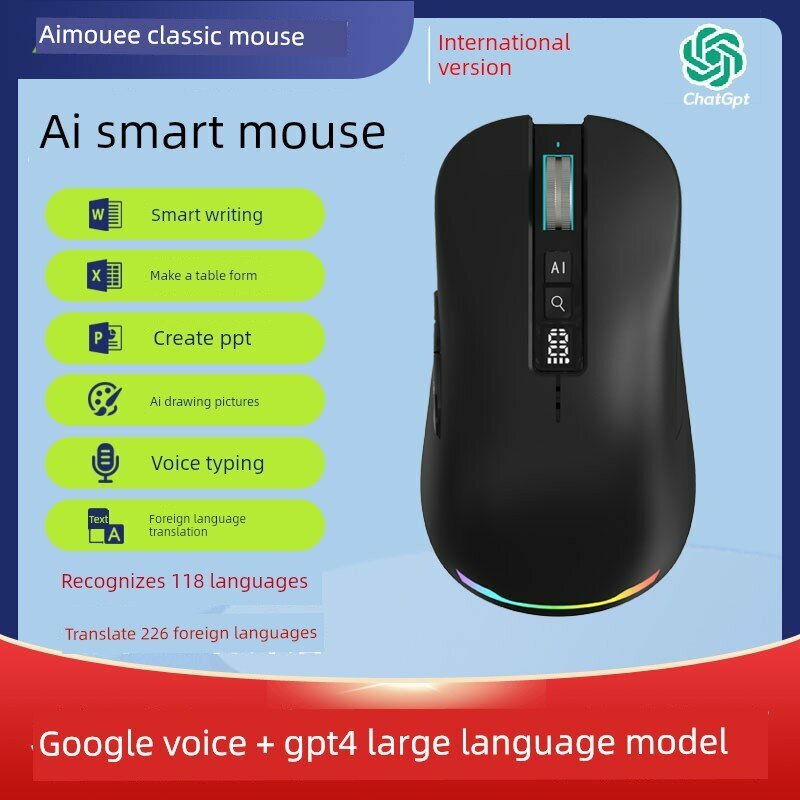 Беспроводная Bluetooth AI-мышь с голосовым ассистентом Google, интеграцией модели GPT и поддержкой сотен приложений ИИ