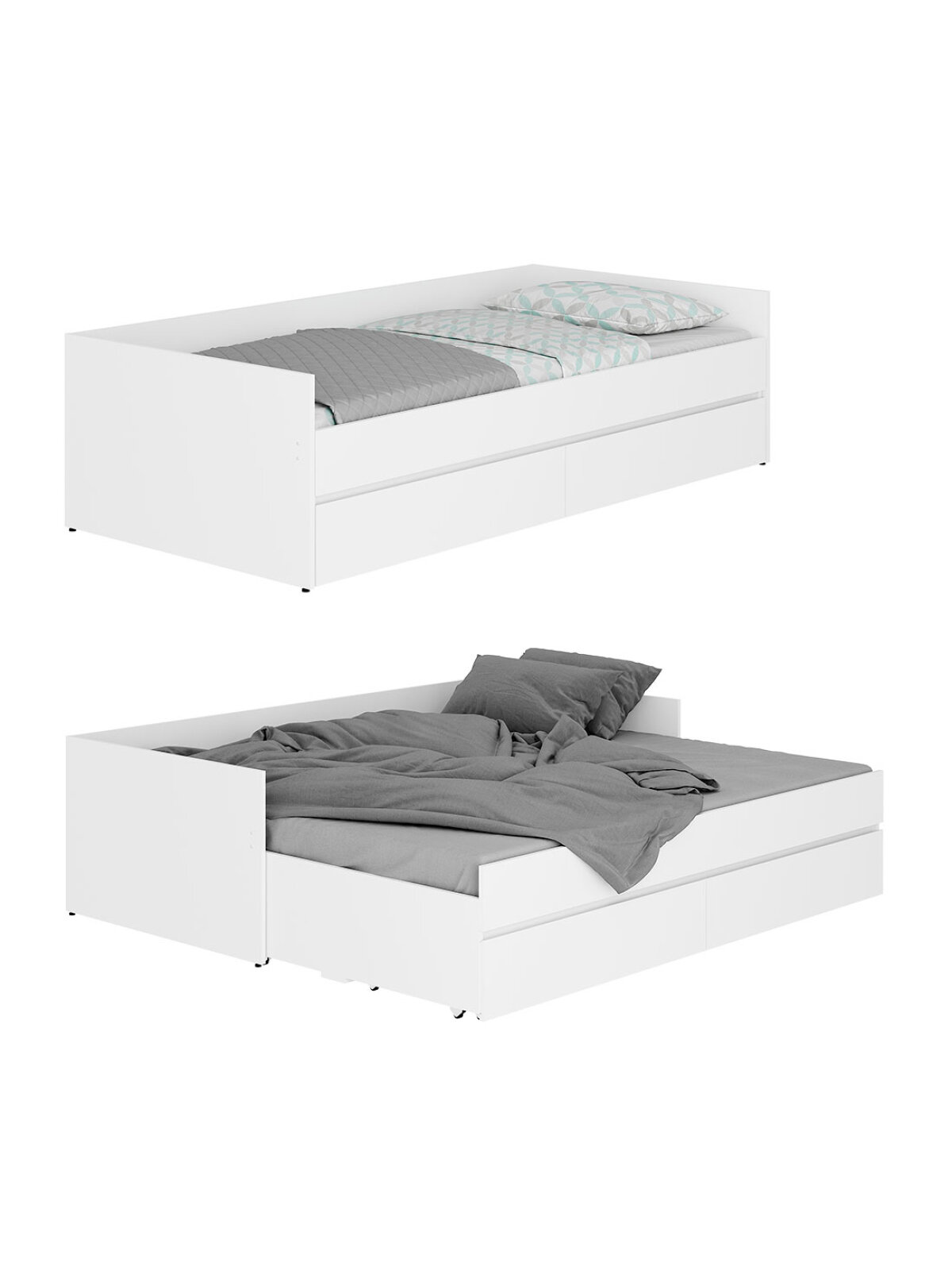 Кровать трансформер "Симпл КР-51" белая Huge Mebel. Ширина 959 Высота 2032. Кровати