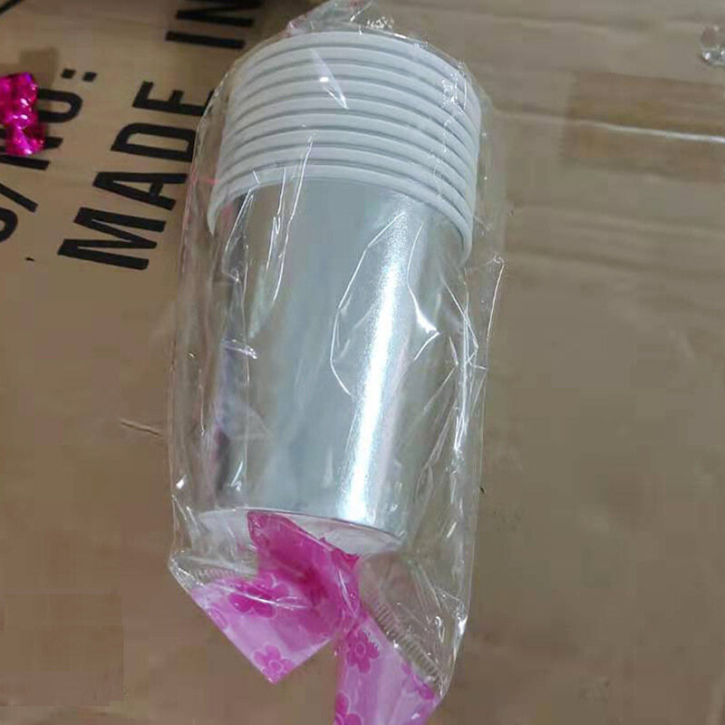 Серебряная фольгированная посуда для праздников и дней рождения, декоративные тарелки и стаканы из фольги, оптовая