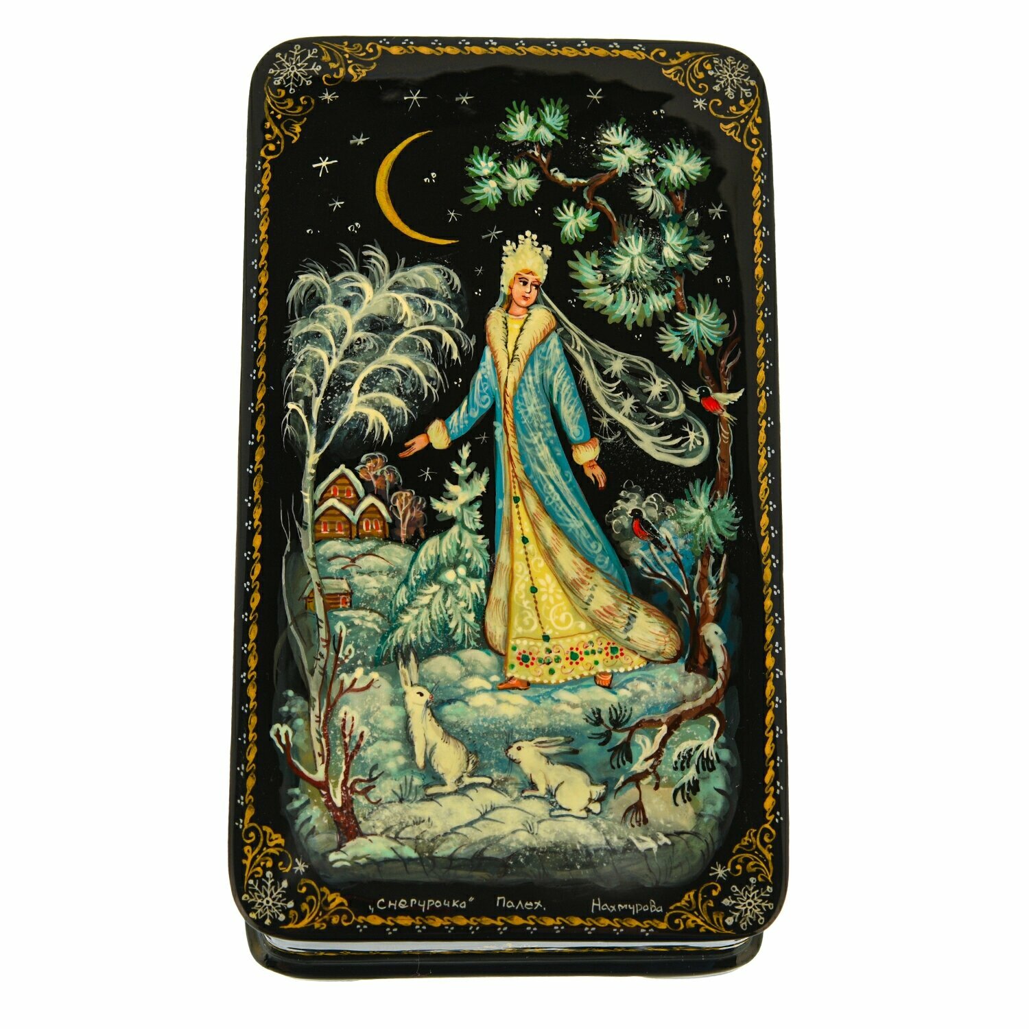 206187/14*8см Лаковая миниатюра Палех шкатулка "Снегурочка" Нахмурова