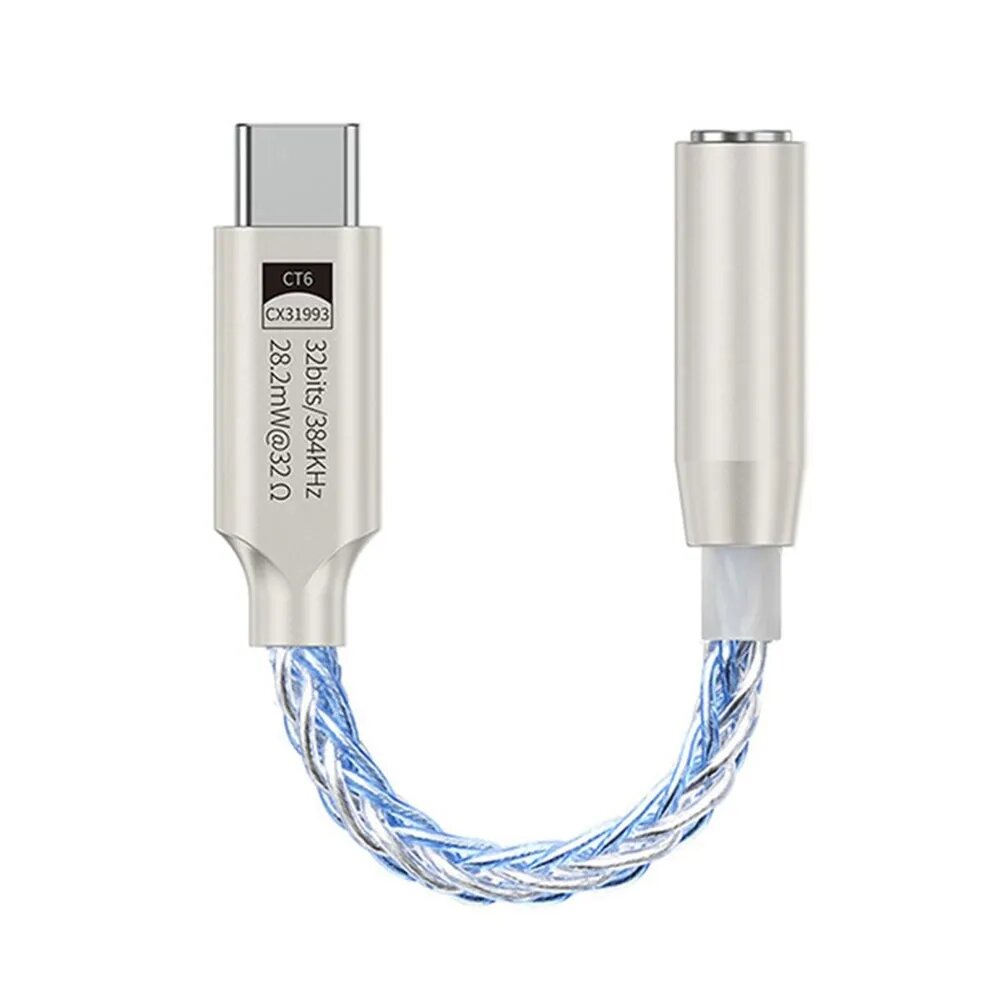 32-битный 384 кГц Hi-Fi USB Type C - 3,5 мм аудиоадаптер Hi-Res ЦАП цифровой аудиодекодер разъем для наушников AUX конвертер синий