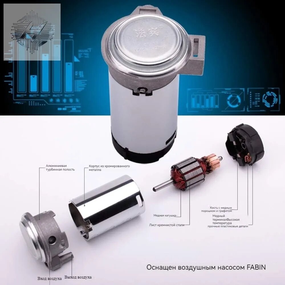 Компрессор для сигнала автомобильный 12/24В, воздушный, мощностью 180 Вт