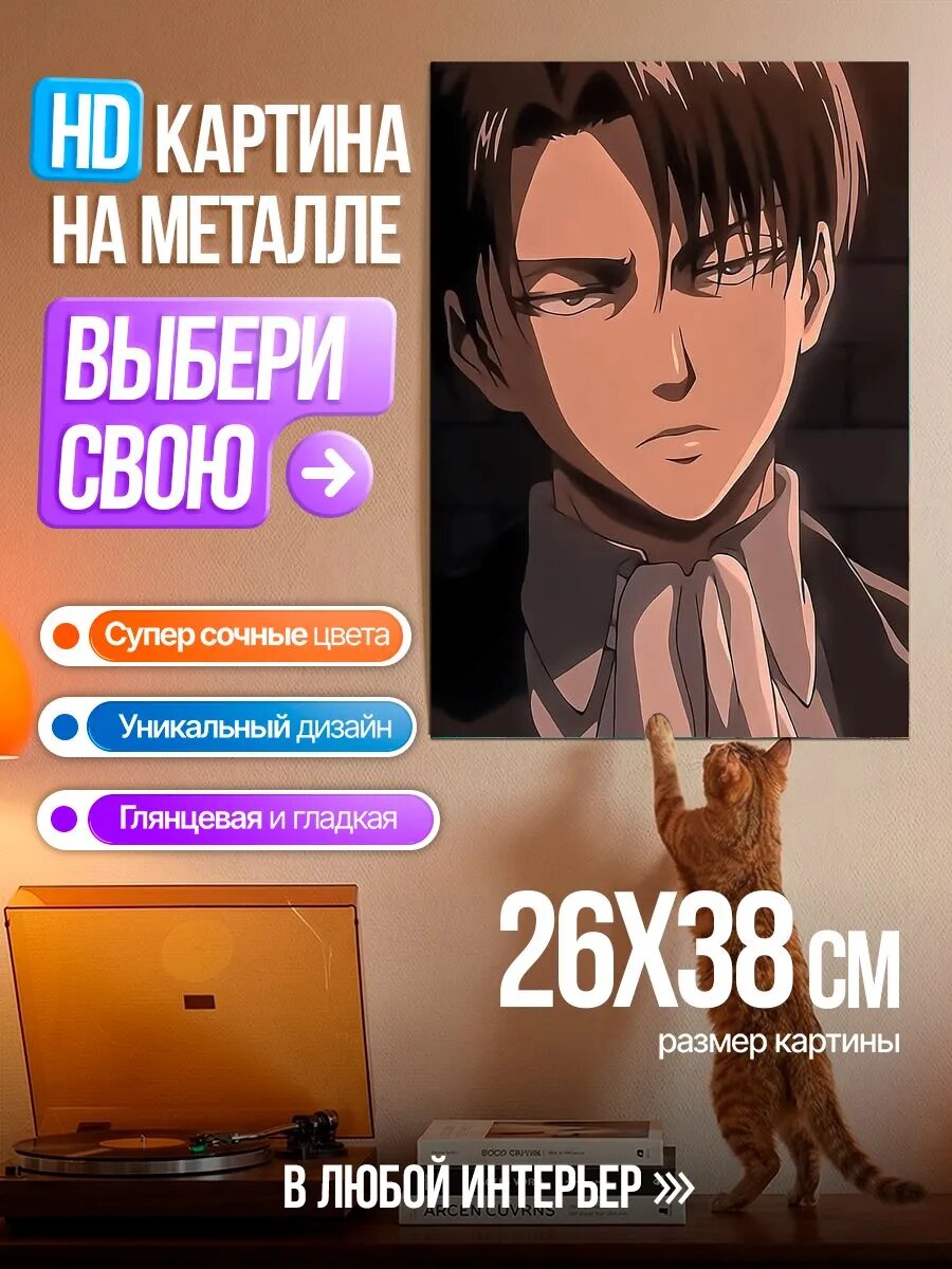 Картина на HD металле Леви Аккерман портрет