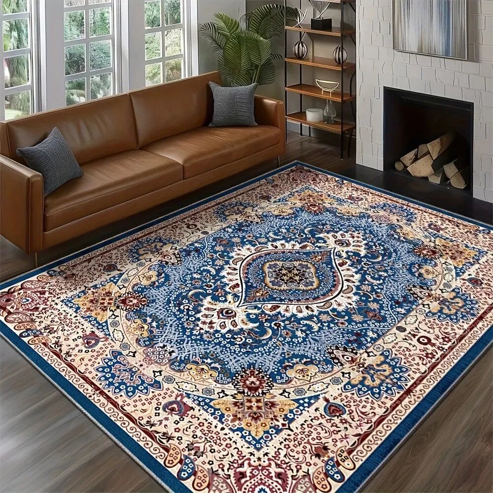 Ковер 160x230 см Классический синий бархатный ковер для гостиной