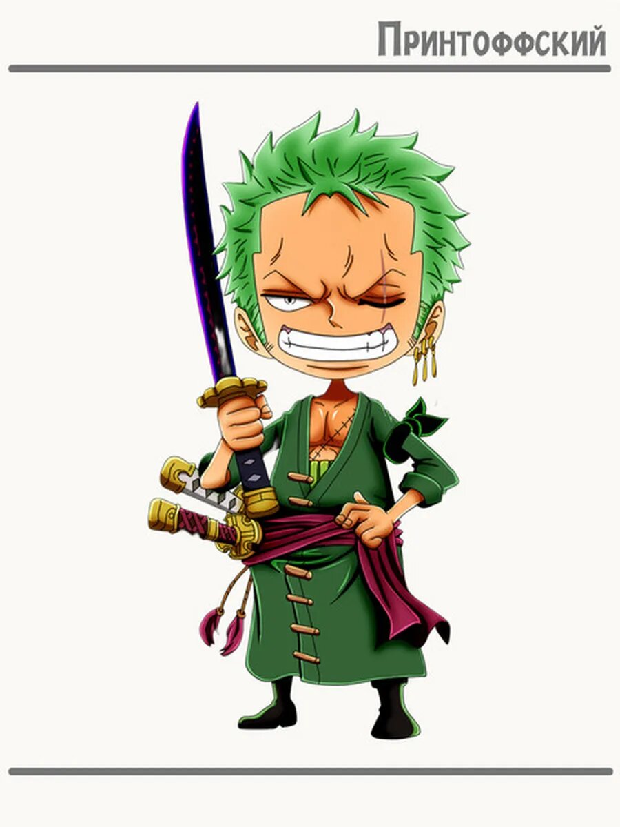 Термонаклейка для одежды и аксессуаров DTF-печать Аниме One Piece Ванпис Зоро
