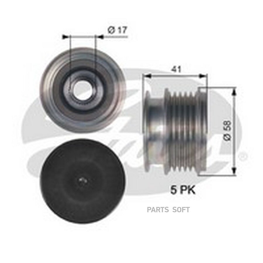 Шкив генератора FORD Mondeo IV 07-, S-Max 06-, VOLVO S80 06-, V70 IIII 07 от официального дистрибьютора, GATES, артикул OAP7126