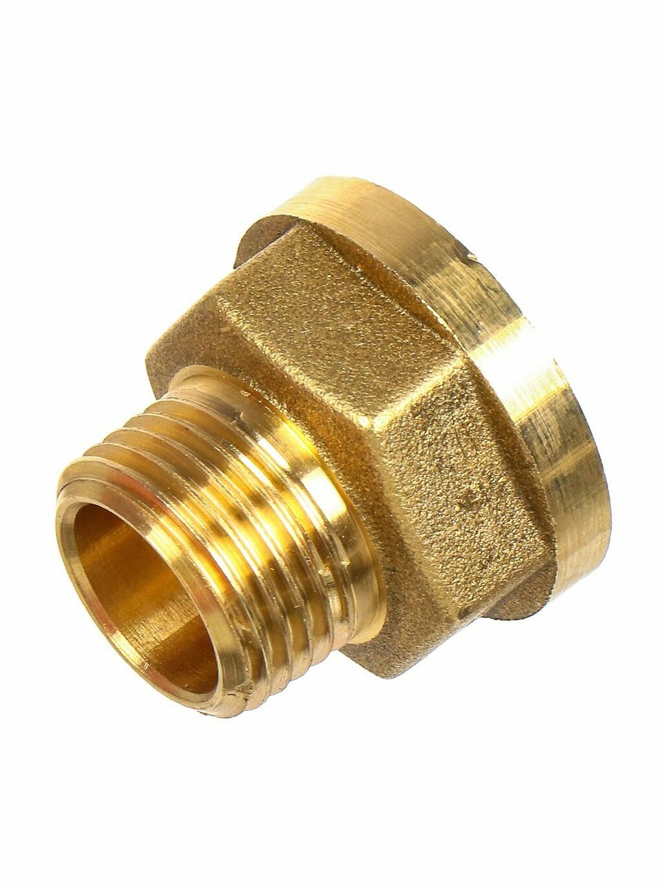 Переходник латунный БАЗ 1/2'х3/4' ш-г, муфта переходная для водоснабжения и отопления, резьбовой фитинг, Россия