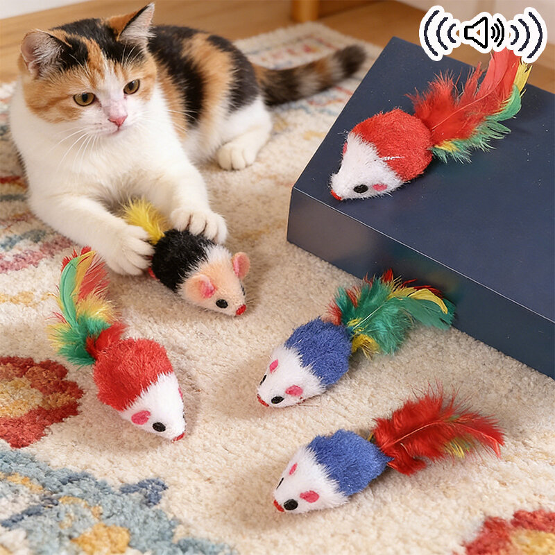 Игрушки для кошек Мини мышки с погремушкой, из плюшевая,10cm,1 шт