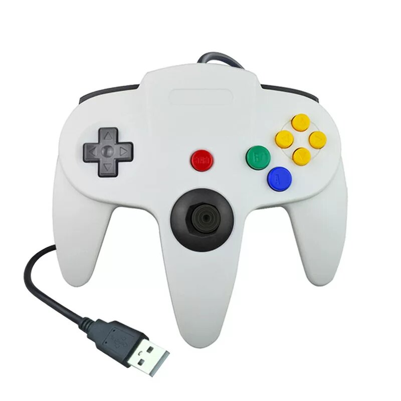 N64 USB Проводной Геймпад для ПК, Цвет Белый, Официальный Ретро Дизайн, Новая Версия