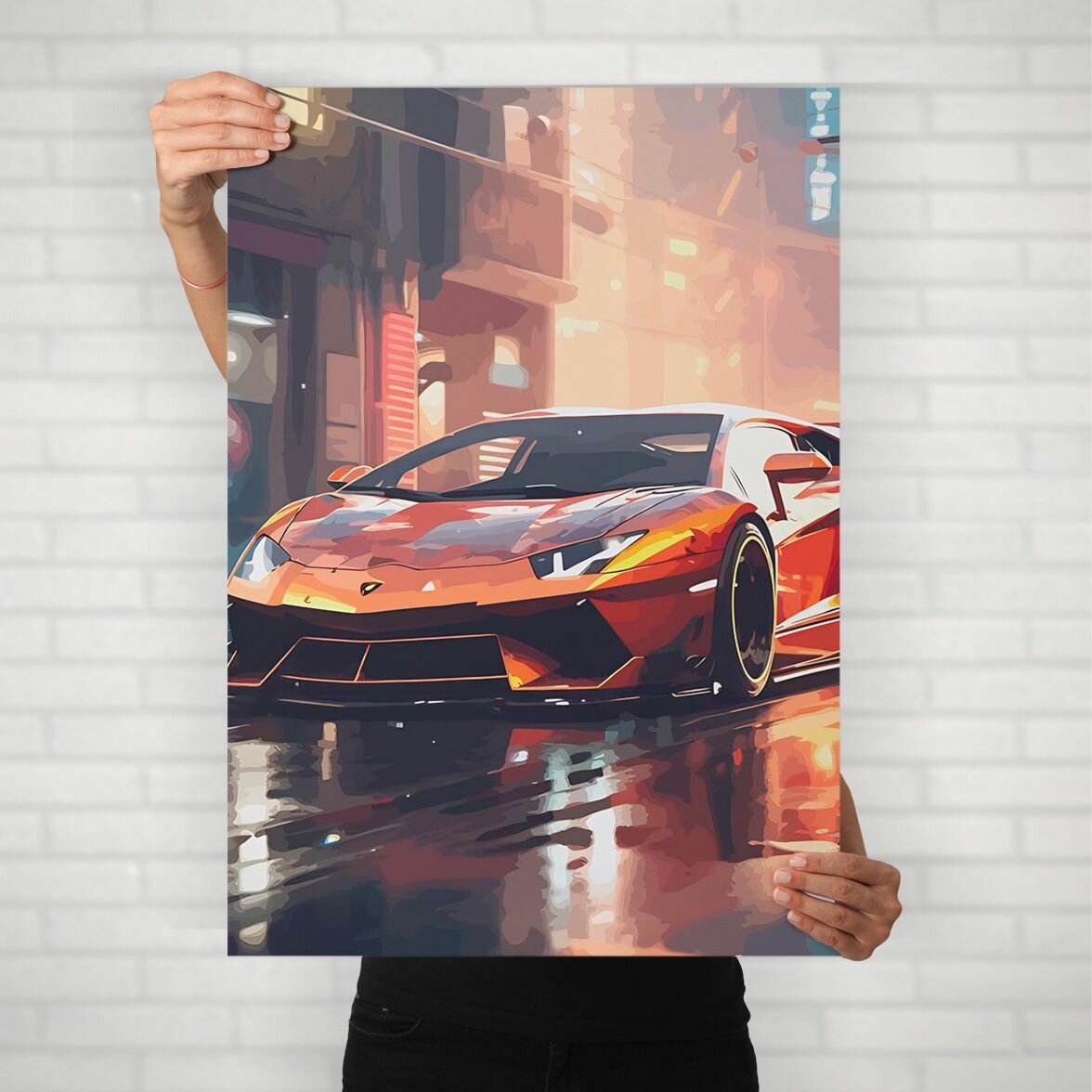 Плакат на стену для интерьера Спорткар (Lamborghini Aventador 11) - Постер по спортивным гоночным машинам автомобилям формата А2 (42x60 см)