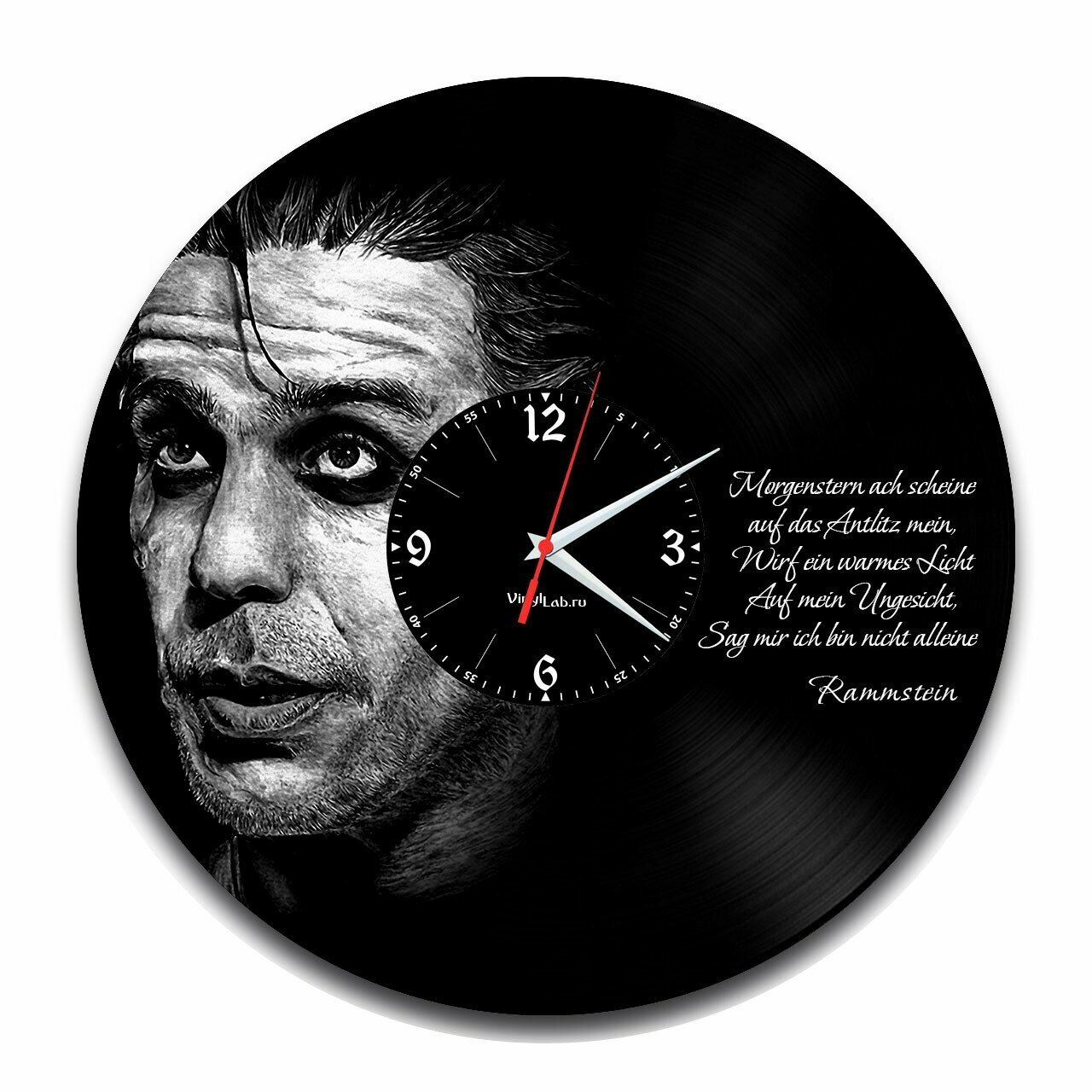 Часы из виниловой пластинки (c) VinylLab Тилль Линдеманн, диаметр 30 см