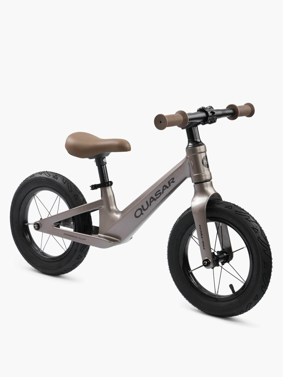 50072, Беговел детский QUASAR Happy Baby, беговел от 3 лет для мальчиков и девочек, двухколесный велобег, коричневый