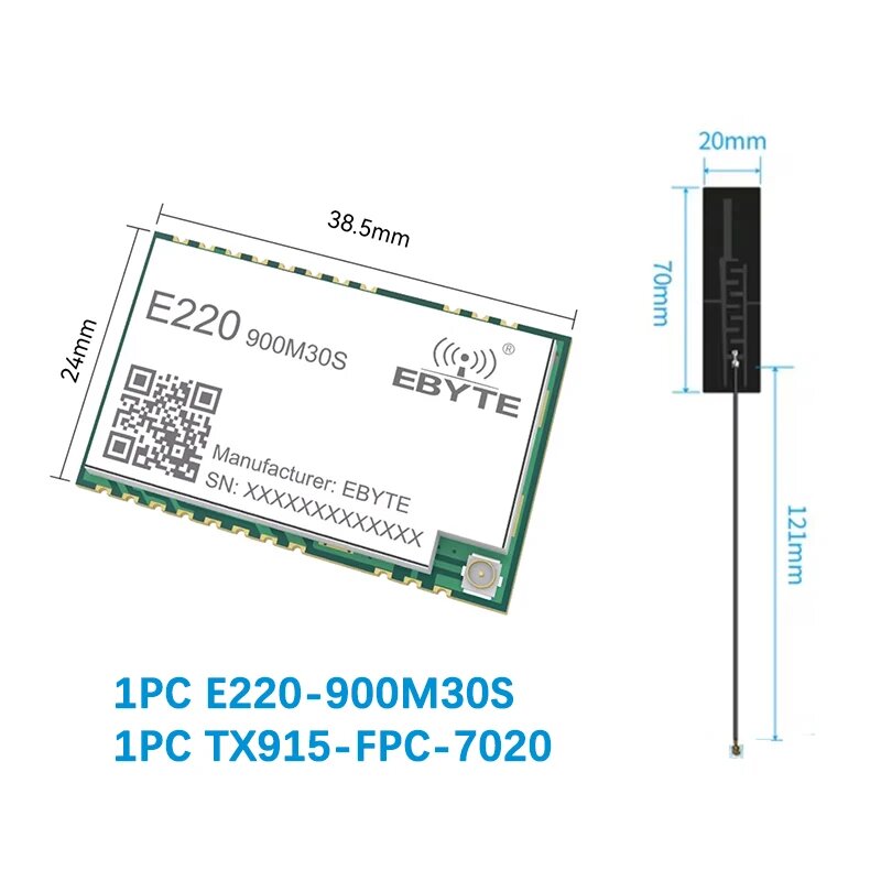 Беспроводной модуль LLCC68 LoRa 868/915 МГц E220-900M30S 30 дБм, дальний диапазон, 10 км, антенна с отверстием для штампа, беспроводной модуль SMD SPI